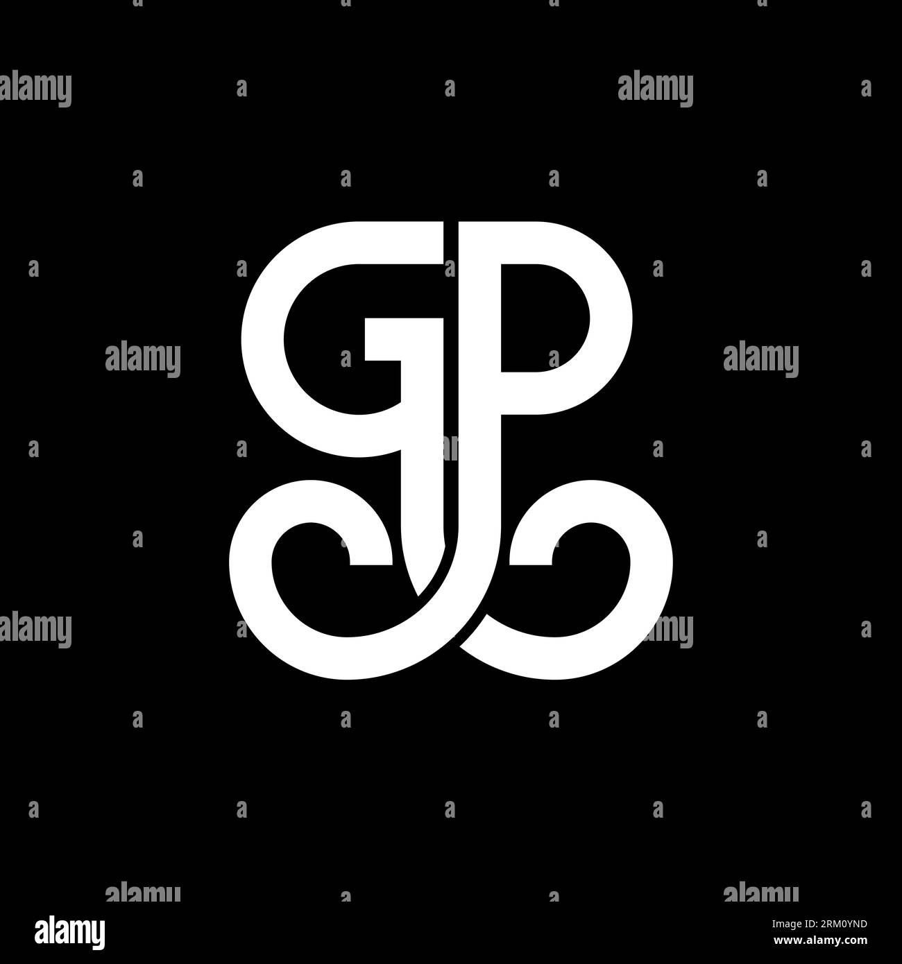 GP letter logo design on black background. GP creative initials letter ...