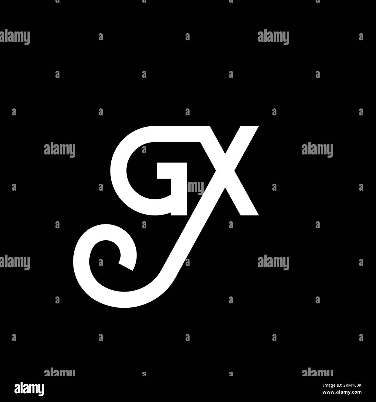 GX letter logo design on black background. GX creative initials letter ...