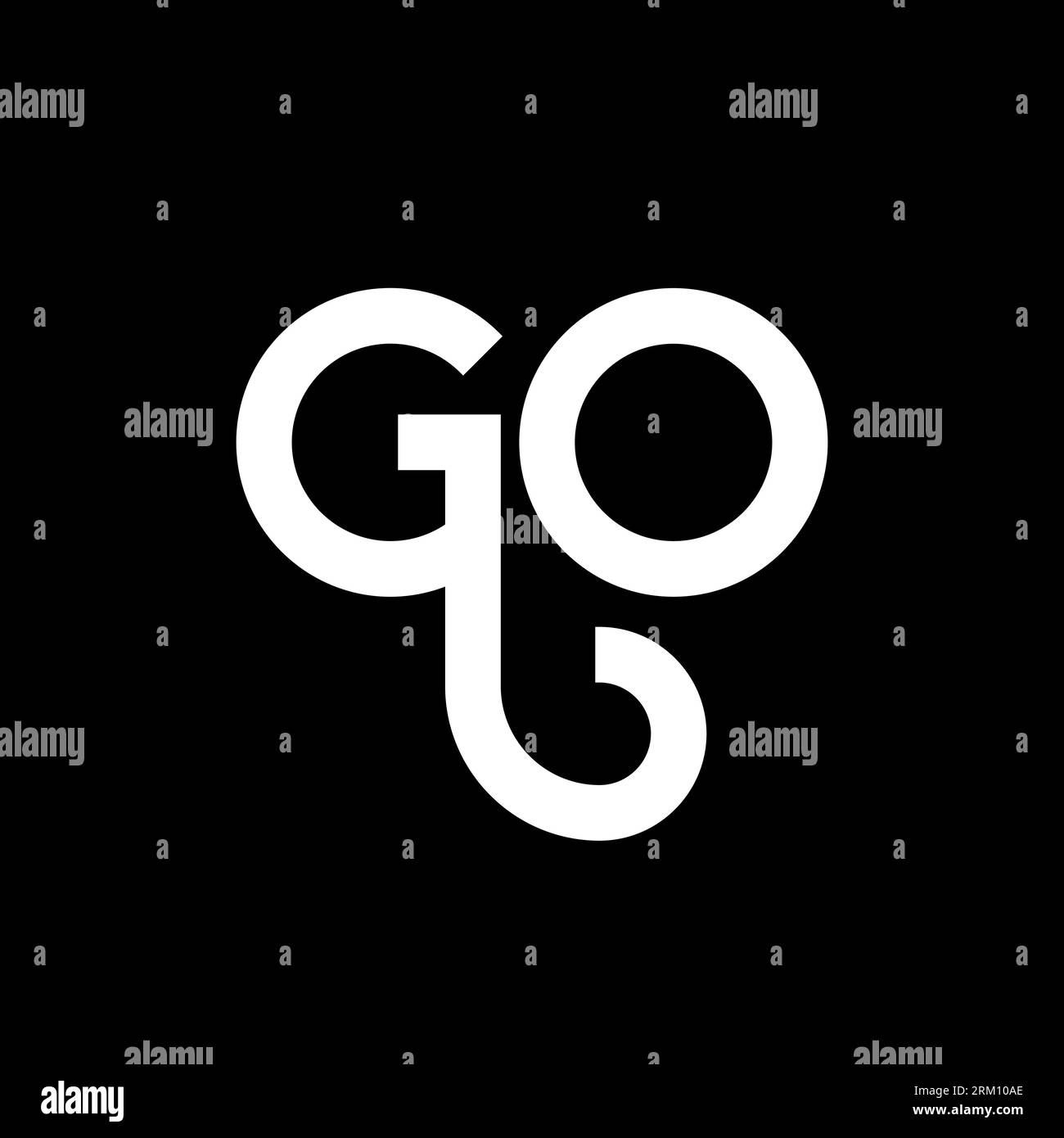 GO letter logo design on black background. GO creative initials letter ...