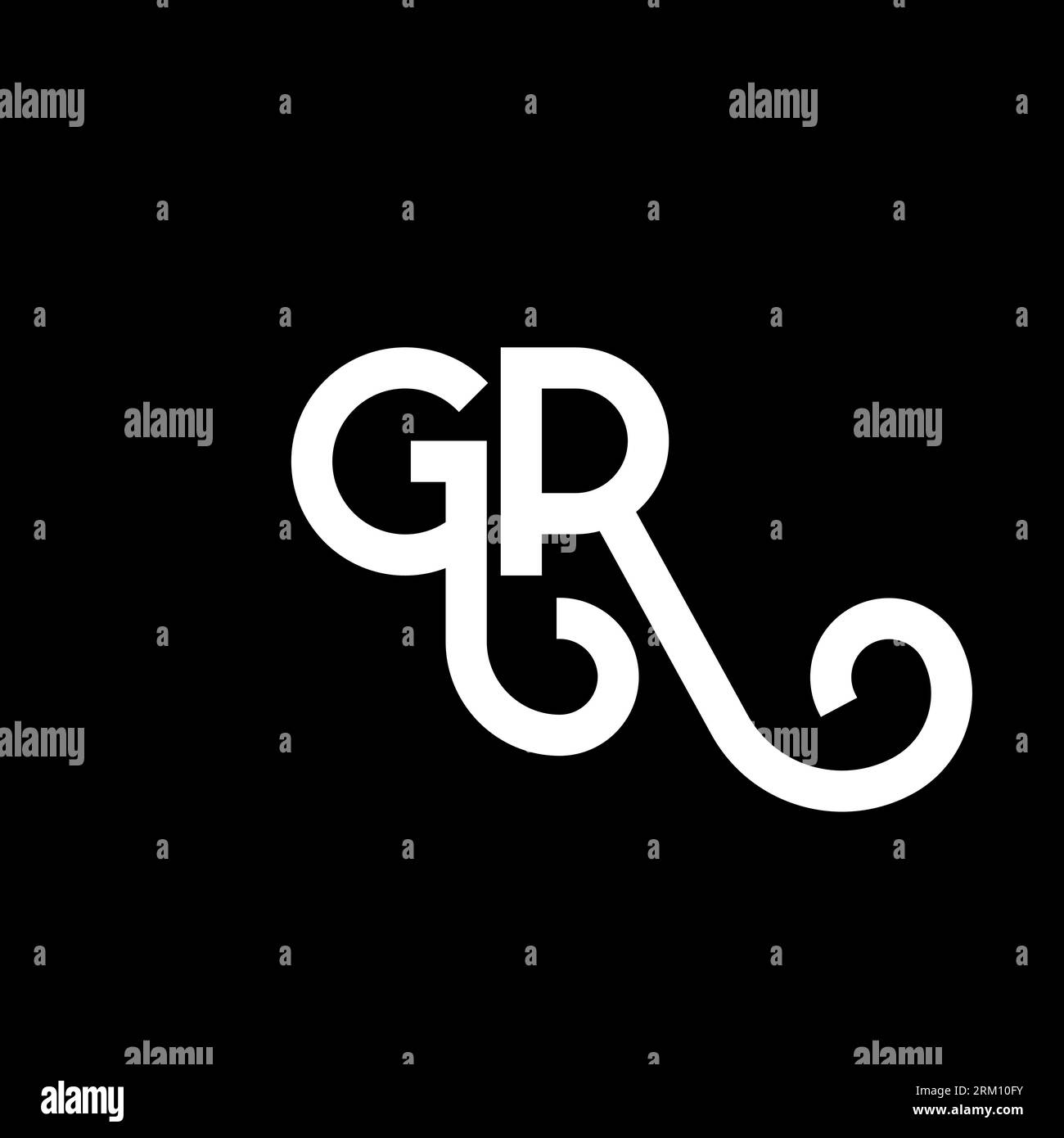 GR letter logo design on black background. GR creative initials letter ...
