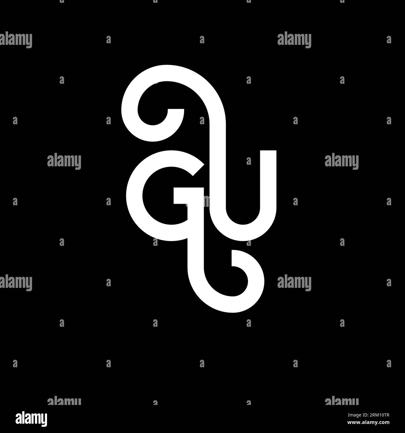 GU letter logo design on black background. GU creative initials letter ...