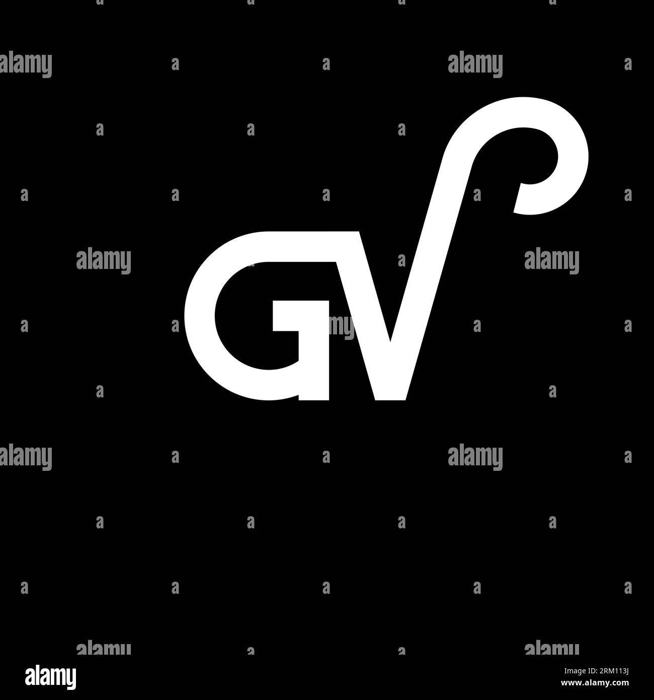 GV letter logo design on black background. GV creative initials letter ...