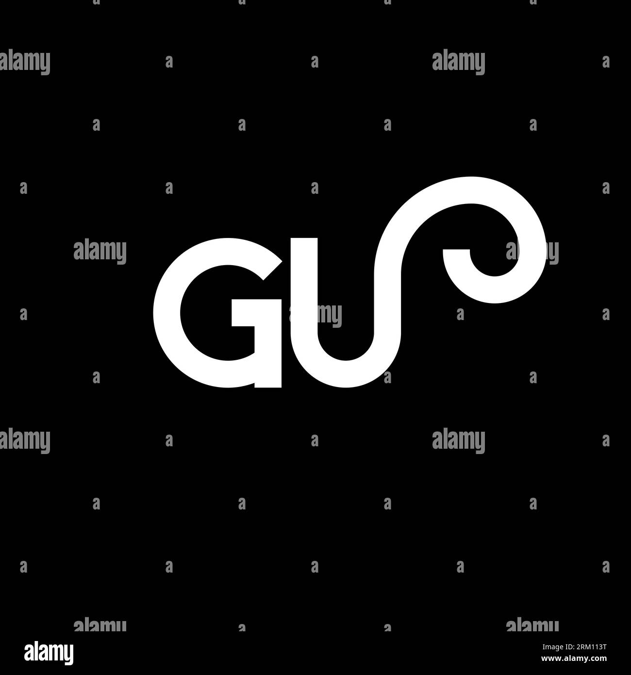 GU letter logo design on black background. GU creative initials letter ...