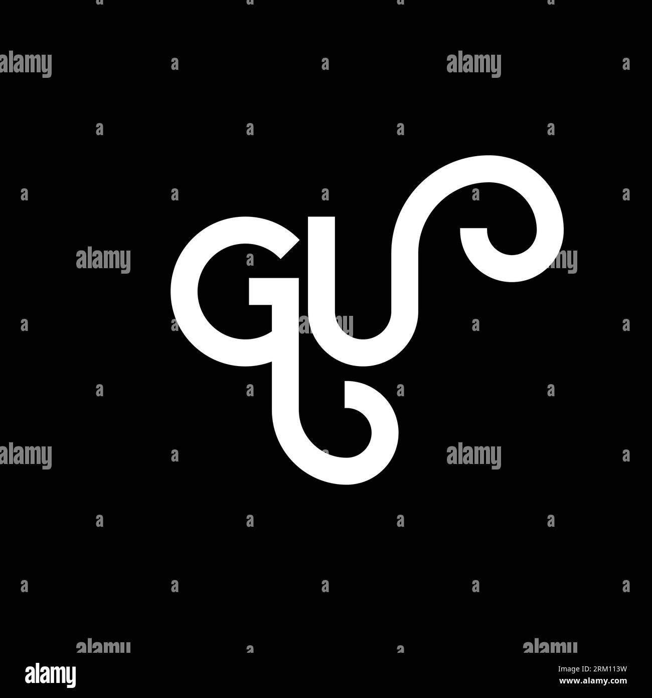 GU letter logo design on black background. GU creative initials letter ...
