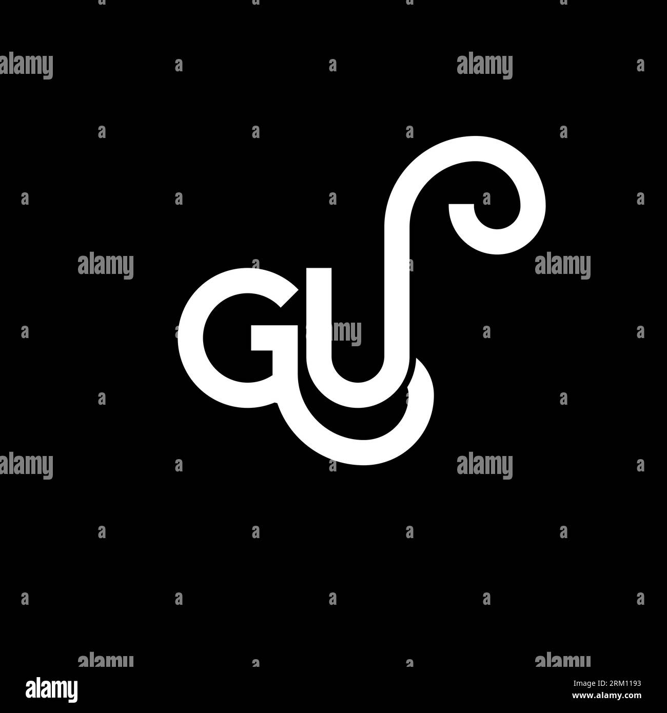 GU letter logo design on black background. GU creative initials letter ...