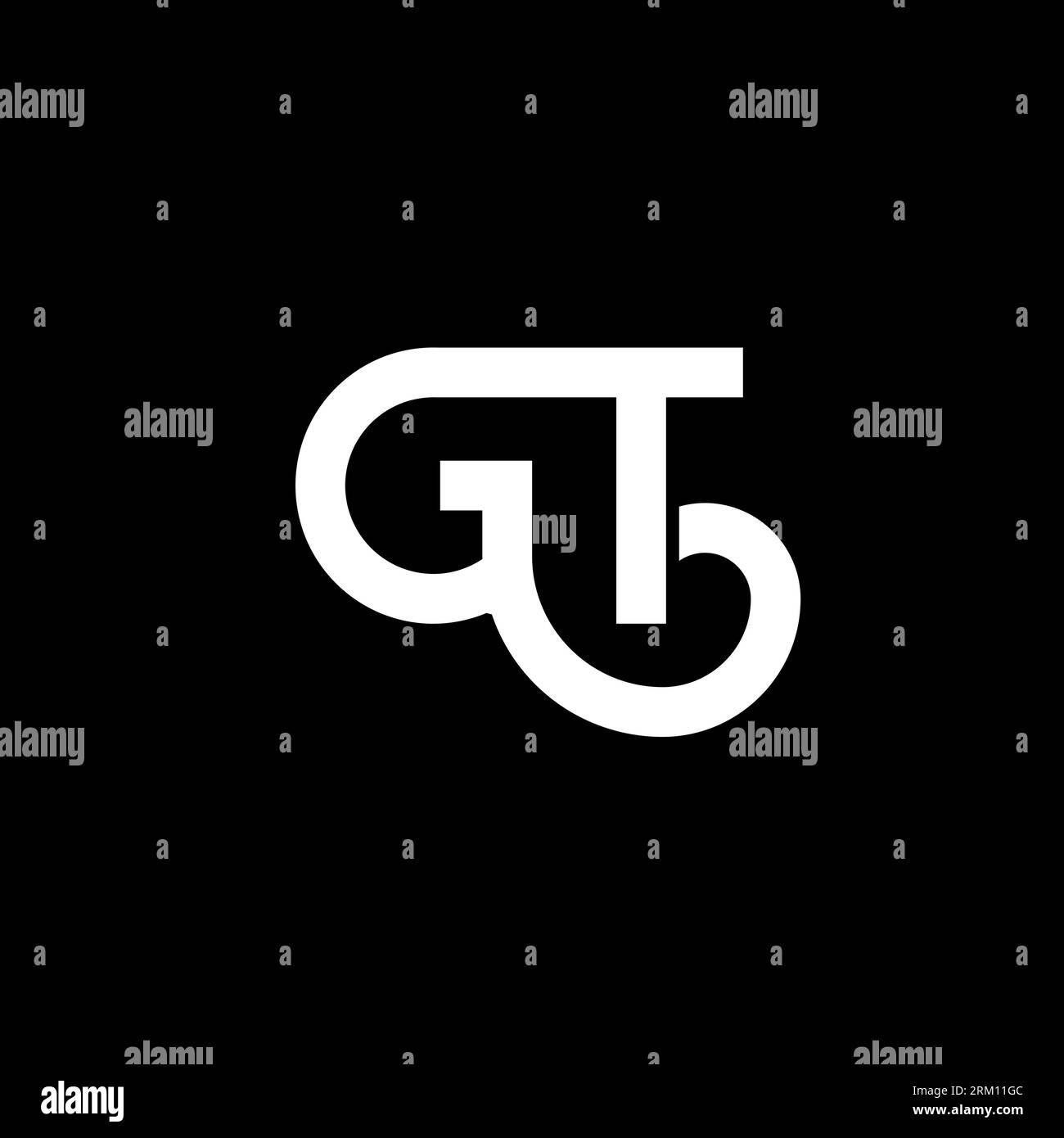GT letter logo design on black background. GT creative initials letter ...