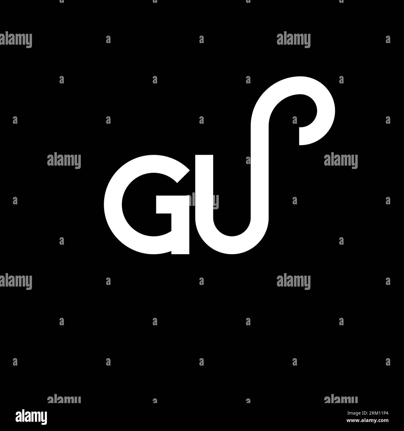 GU letter logo design on black background. GU creative initials letter ...