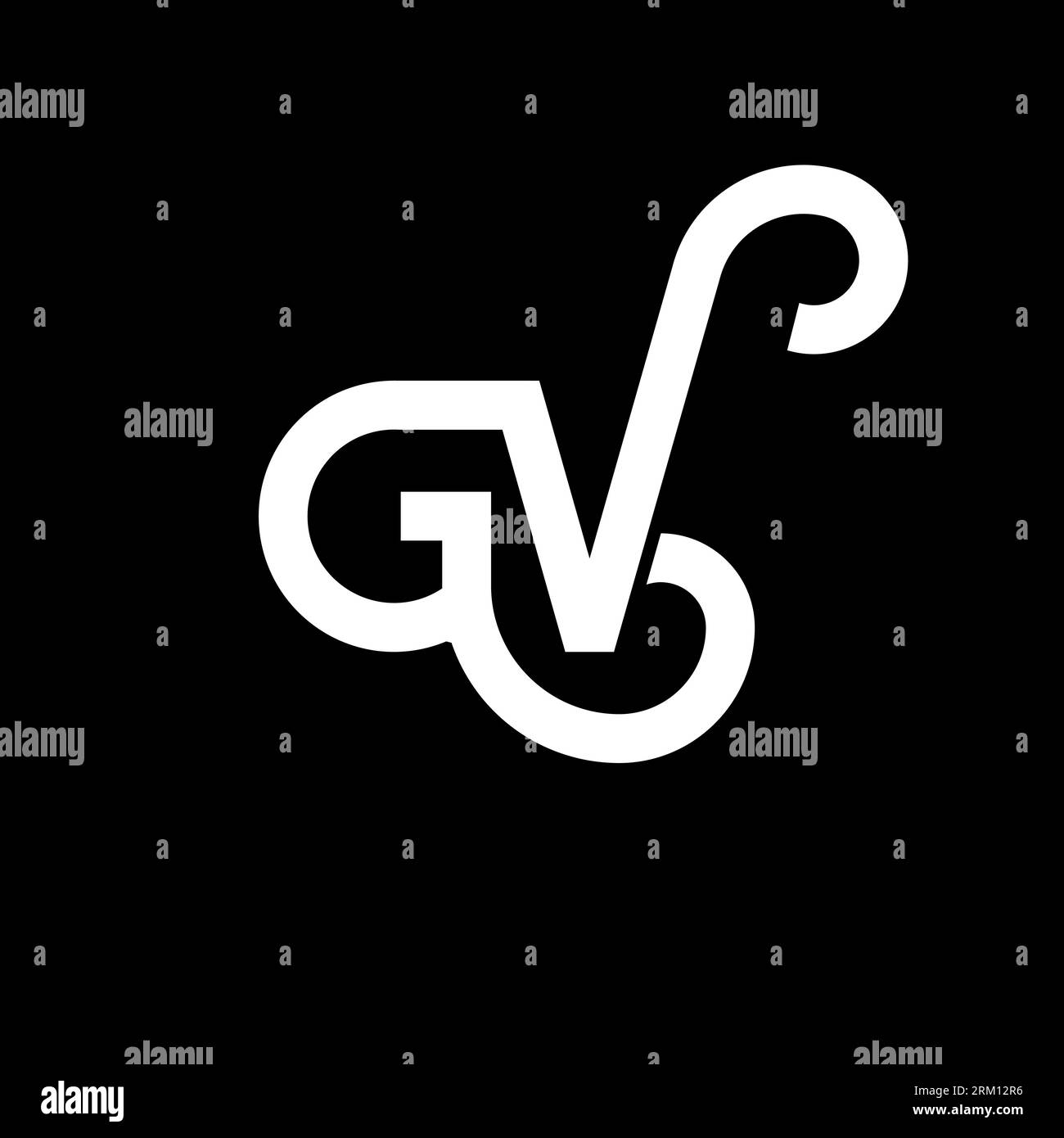 GV letter logo design on black background. GV creative initials letter ...
