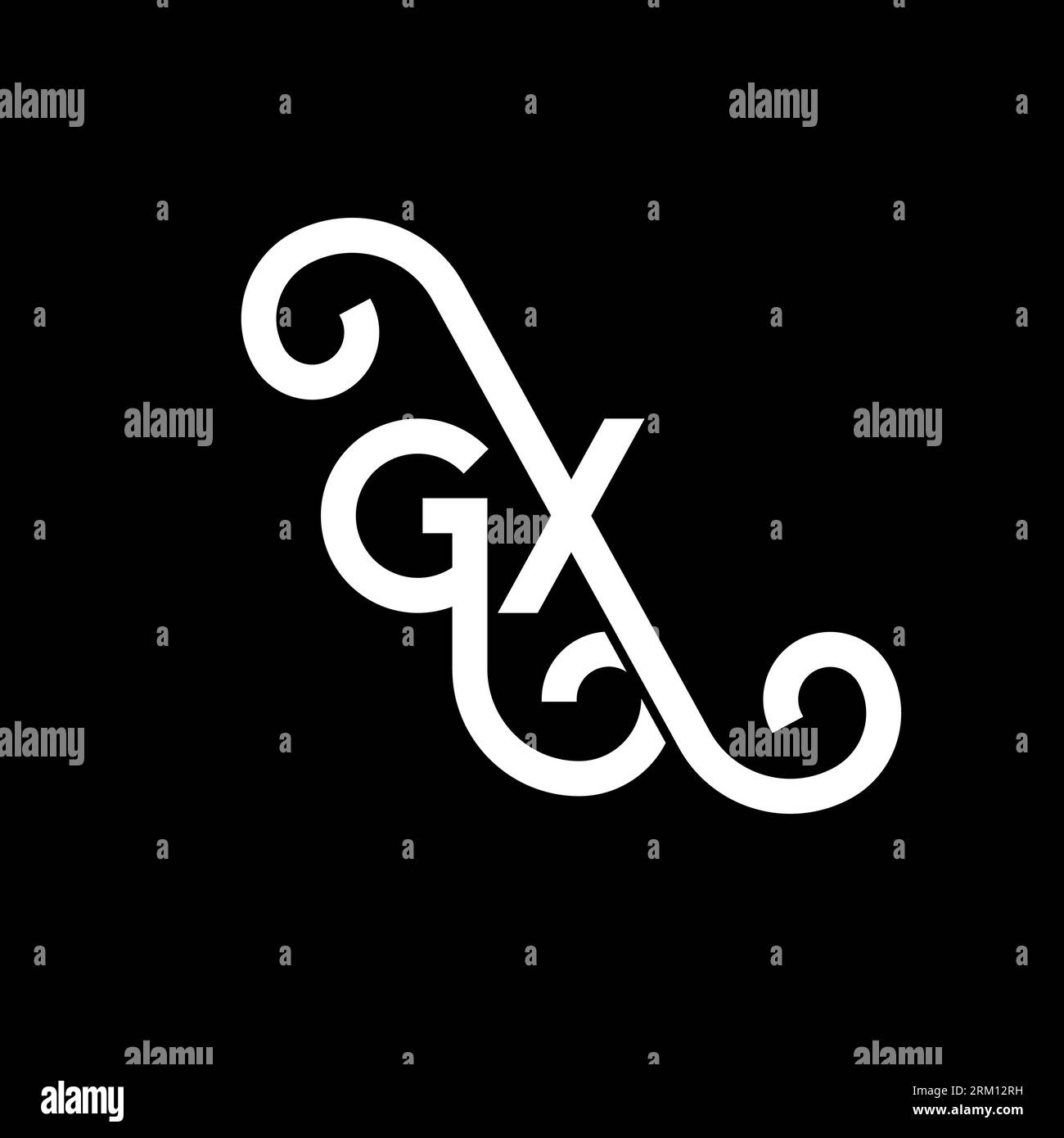 GX letter logo design on black background. GX creative initials letter ...