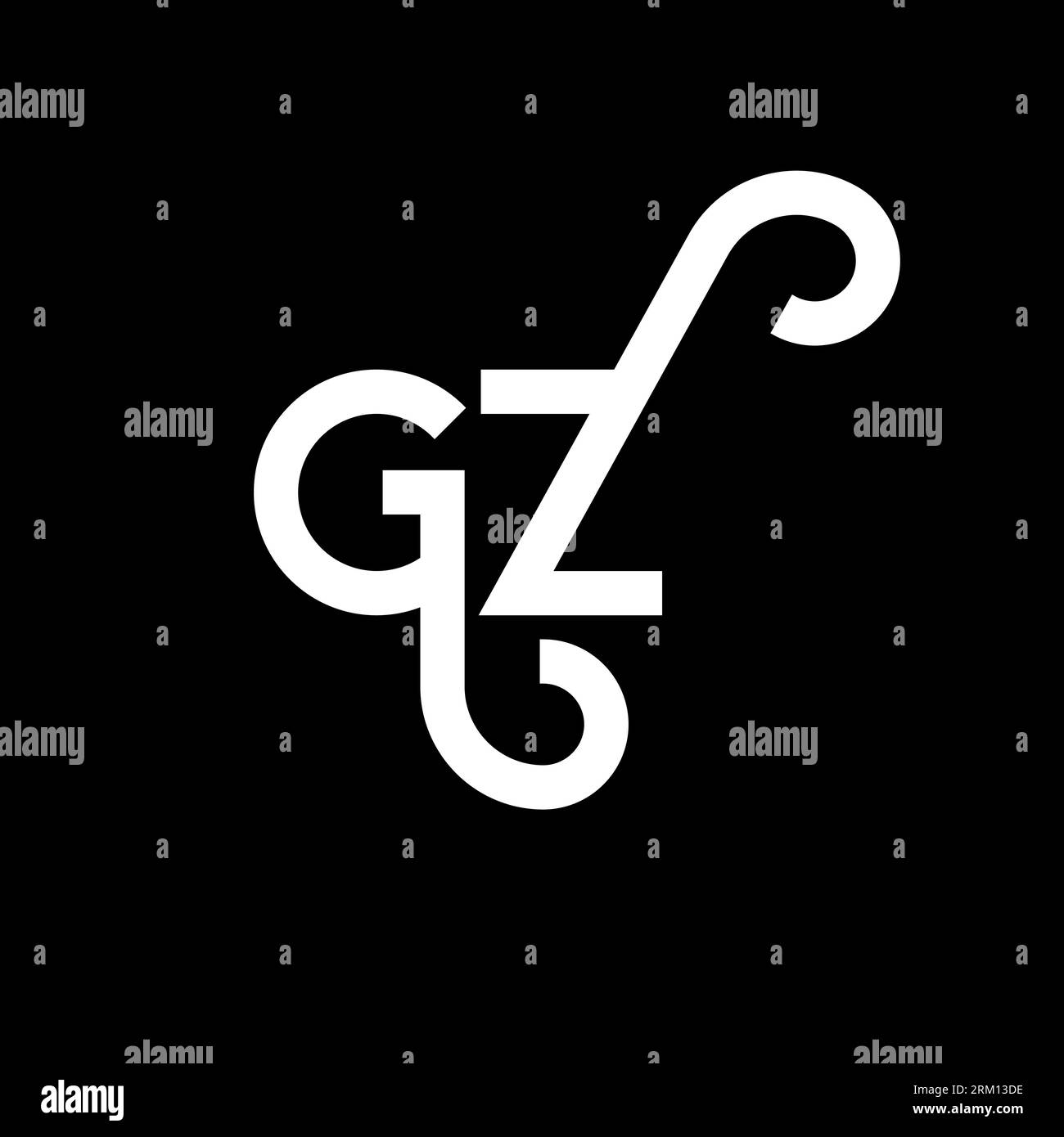 GZ letter logo design on black background. GZ creative initials letter ...