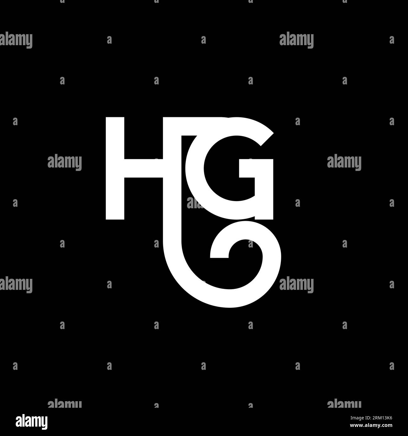 HG letter logo design on black background. HG creative initials letter ...