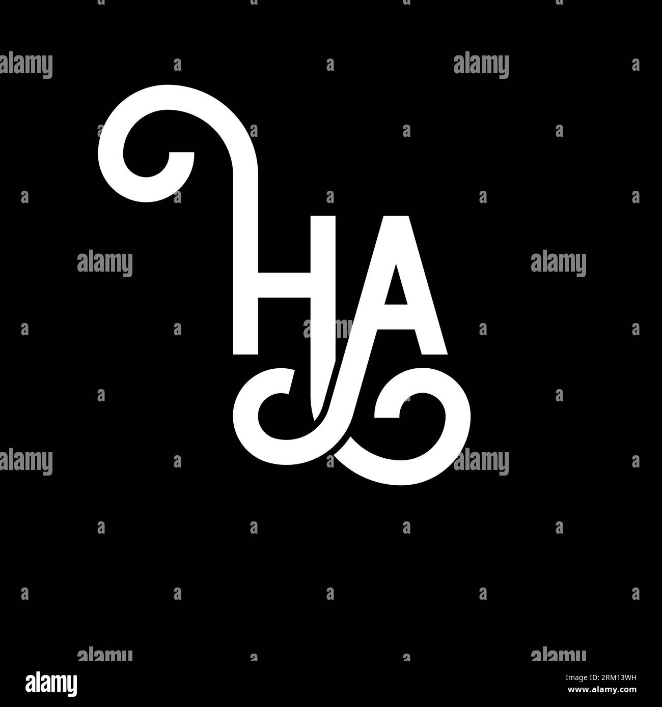 HA letter logo design on black background. HA creative initials letter ...