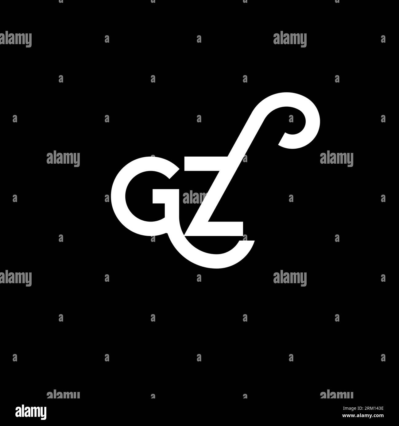 GZ letter logo design on black background. GZ creative initials letter ...