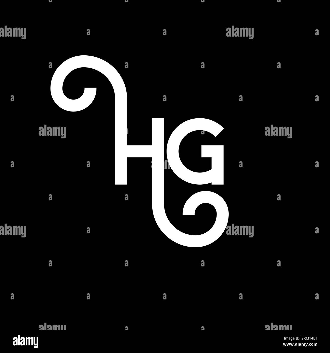 HG letter logo design on black background. HG creative initials letter ...