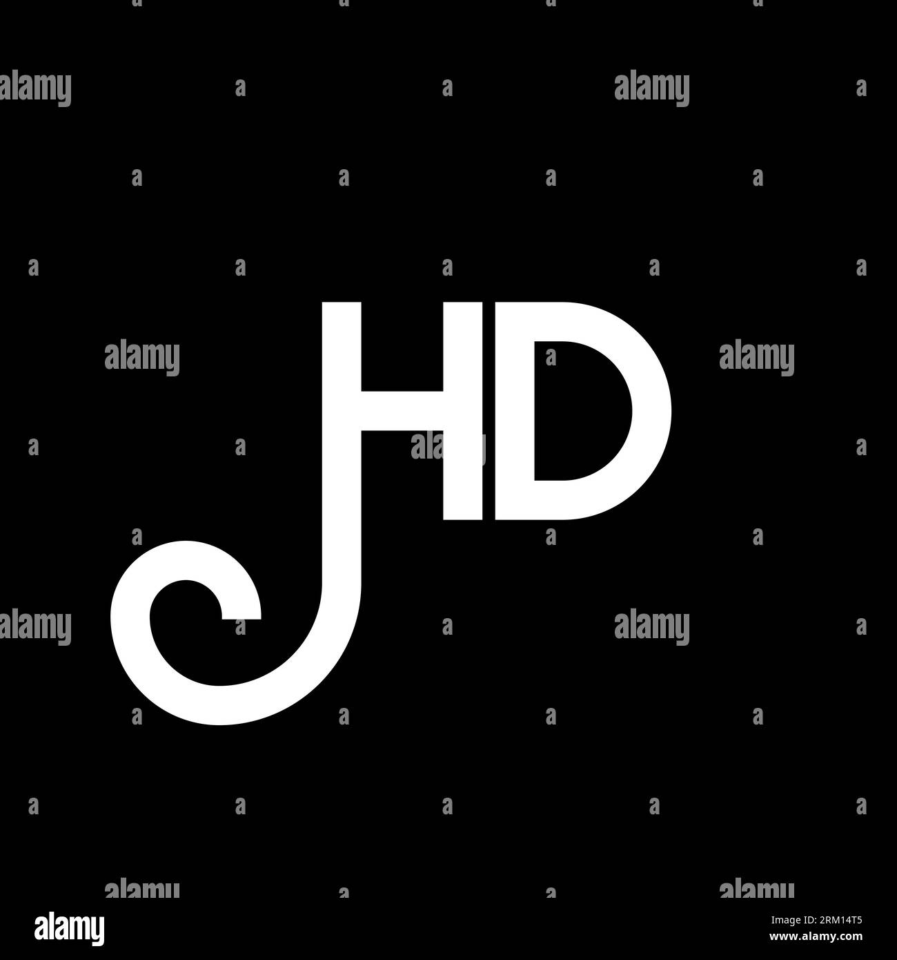 HD letter logo design on black background. HD creative initials letter ...
