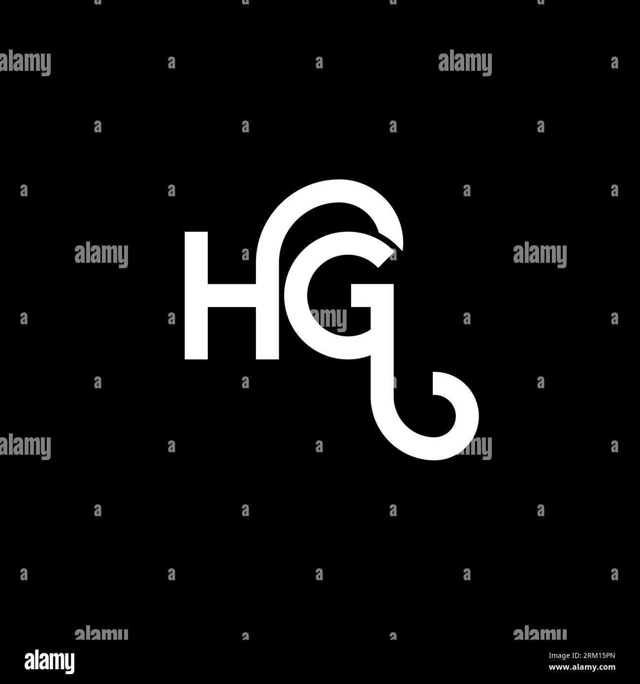 HG letter logo design on black background. HG creative initials letter ...
