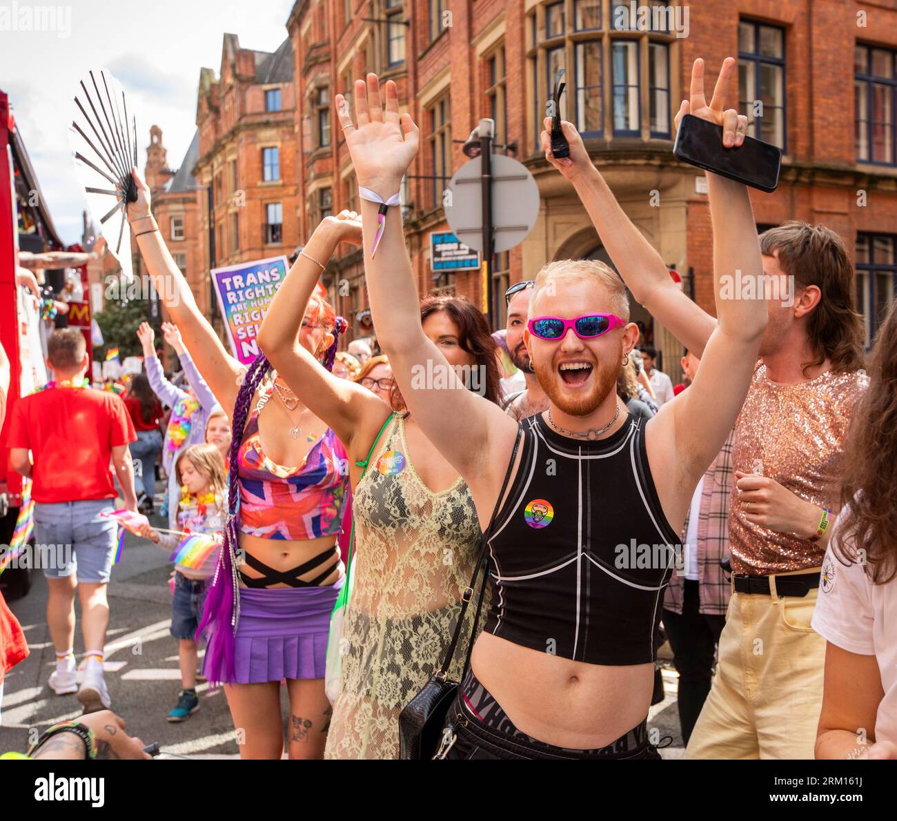 Rainbow flags at manchester pride parade hi-res stock photography and ...