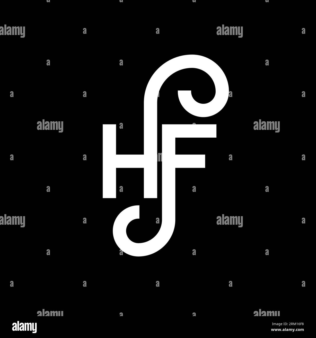 HF letter logo design on black background. HF creative initials letter ...