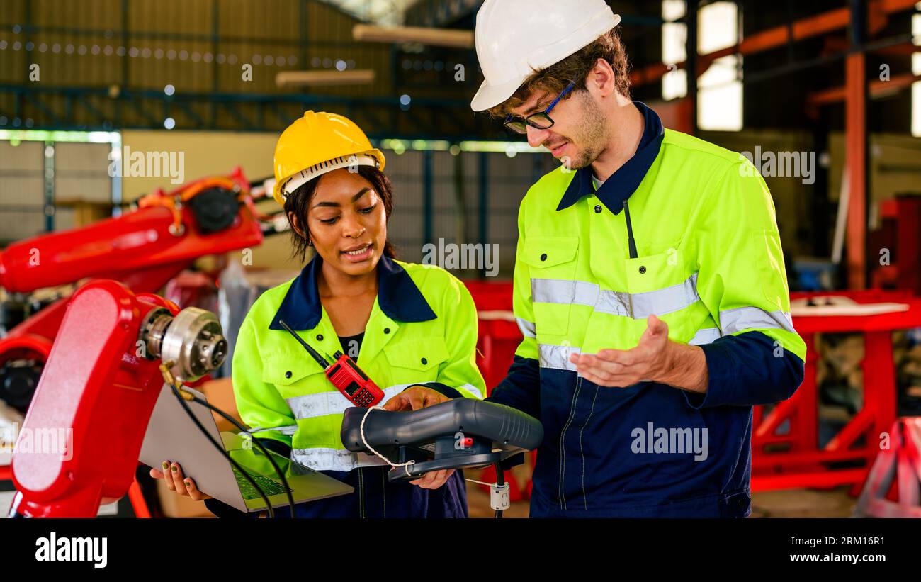 Group of professional mechanical engineer team checking and repairing ...