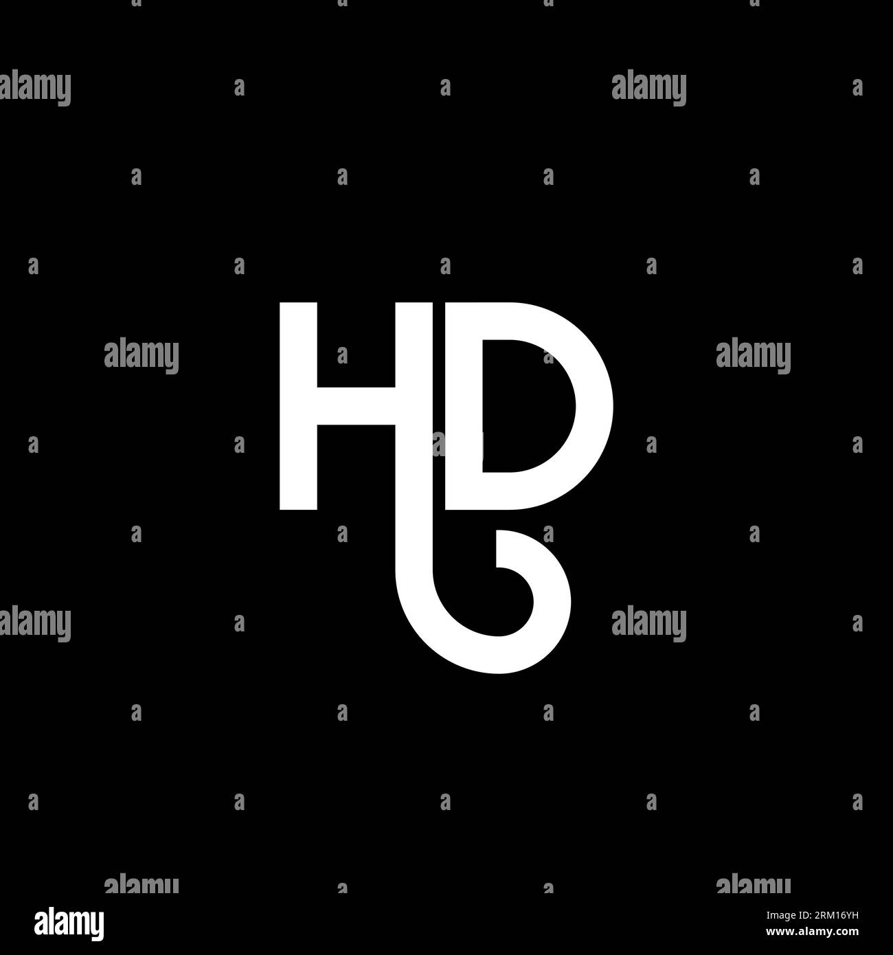 HD letter logo design on black background. HD creative initials letter ...
