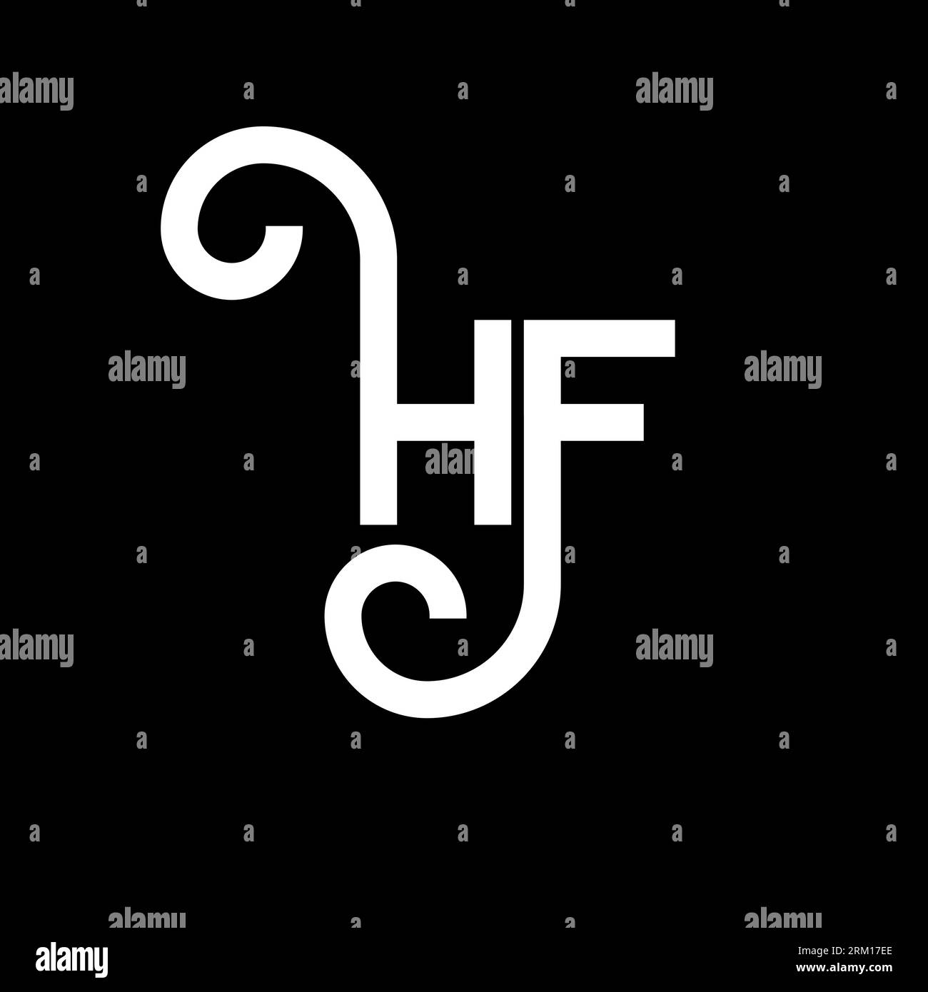 HF letter logo design on black background. HF creative initials letter ...