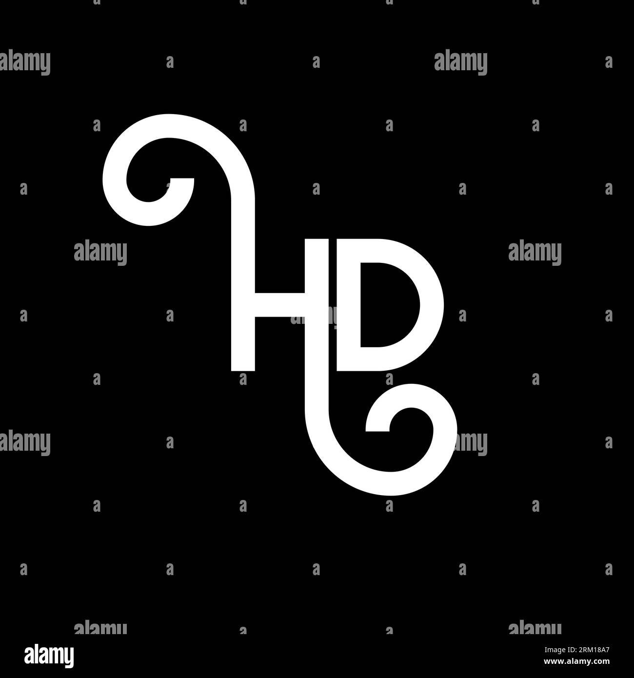 HD letter logo design on black background. HD creative initials letter ...