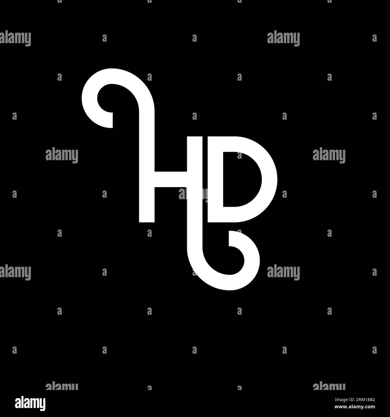 HD letter logo design on black background. HD creative initials letter ...