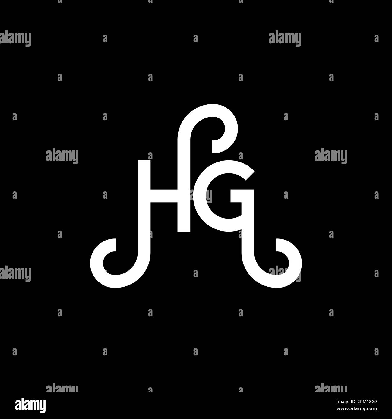 HG letter logo design on black background. HG creative initials letter ...