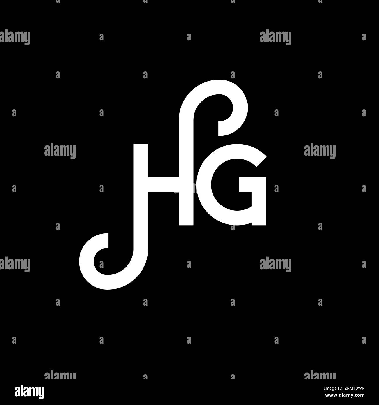 HG letter logo design on black background. HG creative initials letter ...