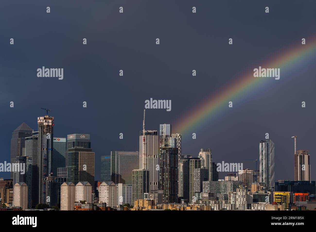 London, UK. 26th August, 2023. UK Weather: A massive double rainbow ...