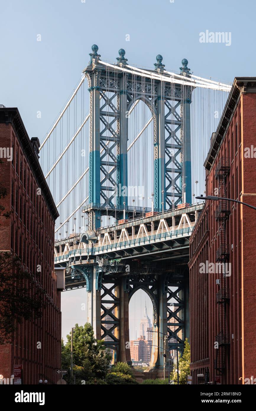 Cityscape seen from brooklyn bridge architecture hi-res stock ...
