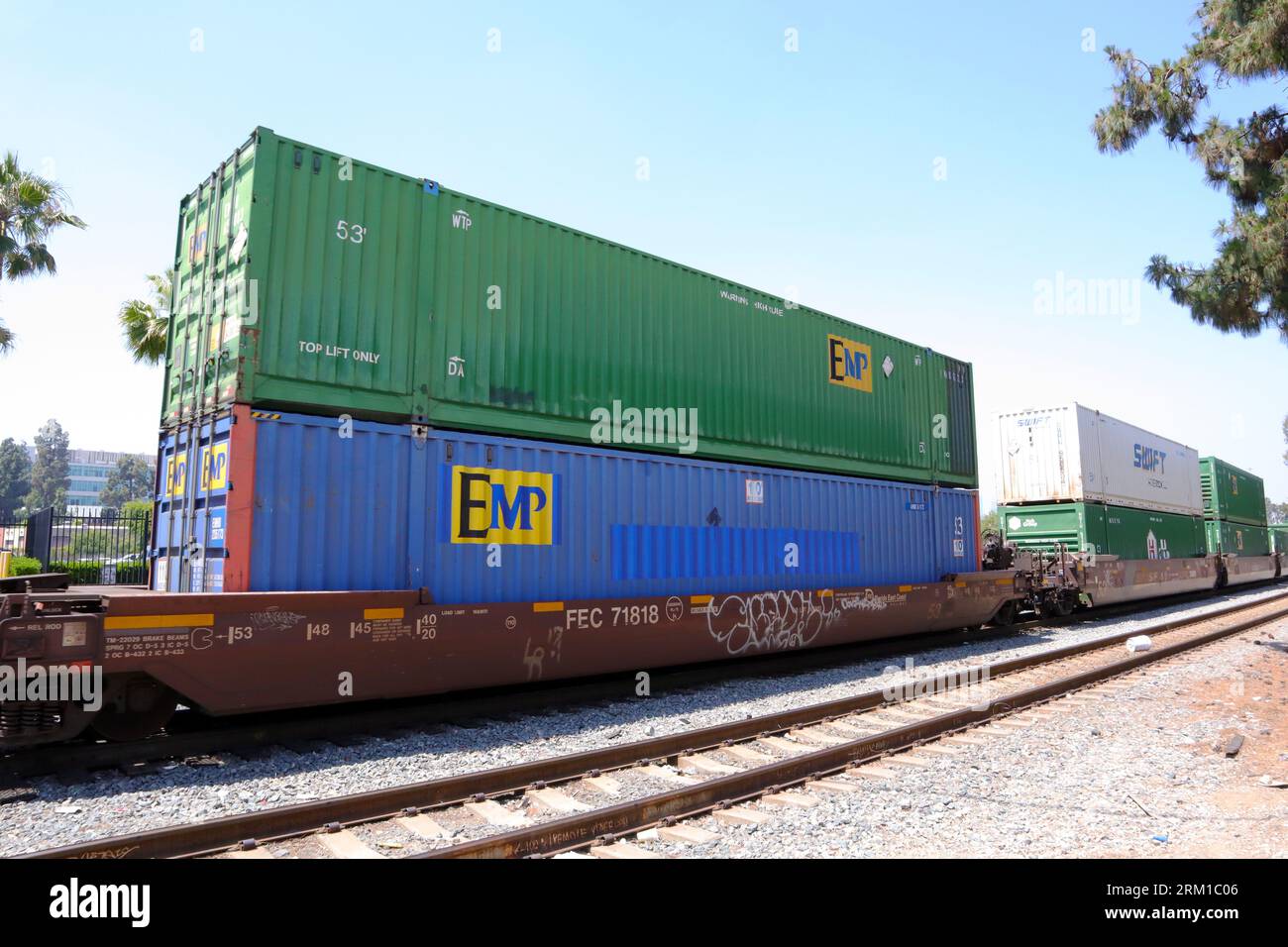 Freight train with EMP Container blocks Stock Photo - Alamy