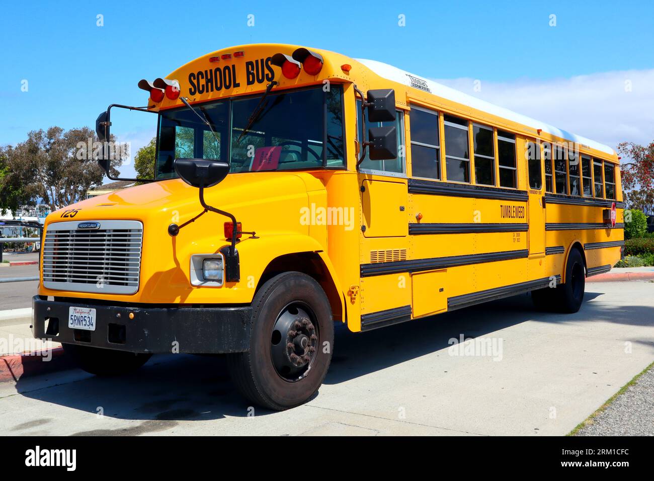 Los Angeles, California: School Bus parked on the street Stock Photo ...