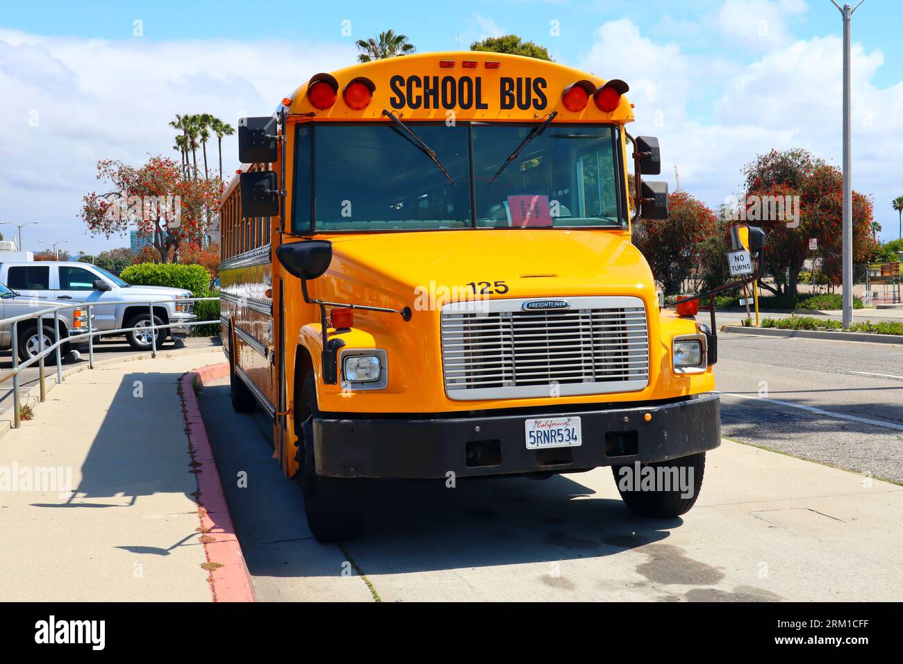 Los Angeles, California: School Bus parked on the street Stock Photo ...