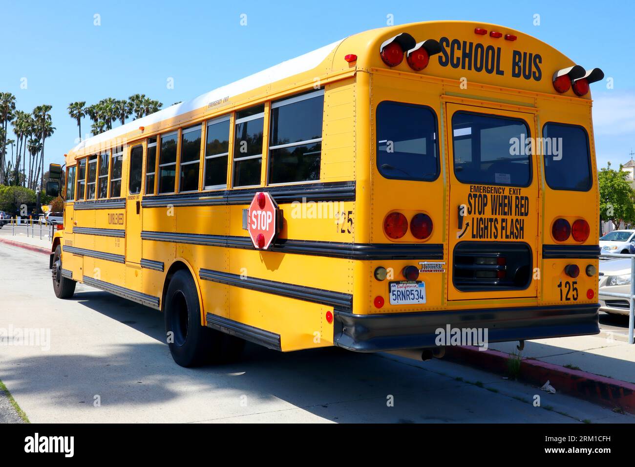 Los Angeles, California: School Bus parked on the street Stock Photo ...