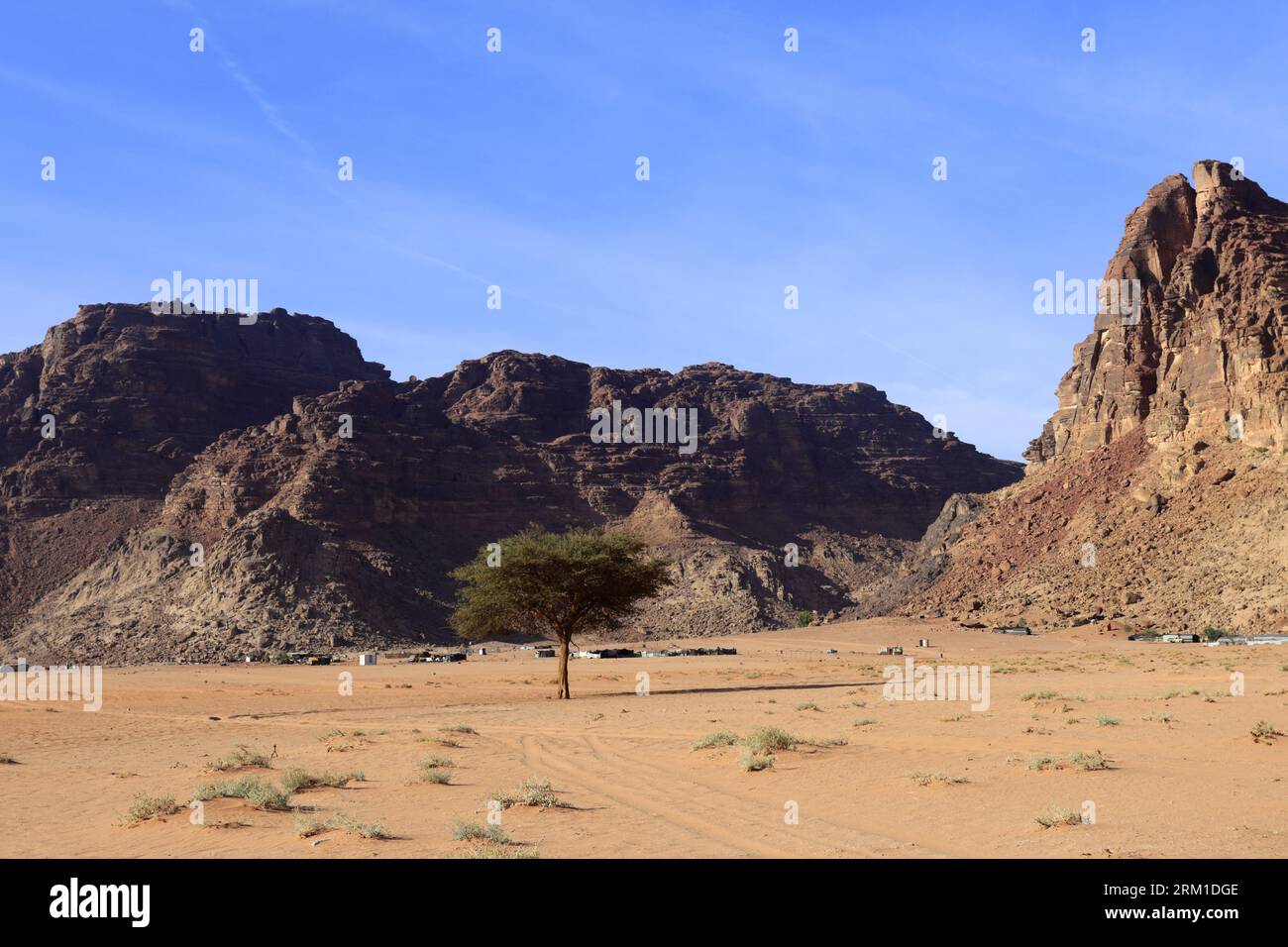 Tourists at Lawrence's Spring, Wadi Rum, Jordan, Middle East Stock ...