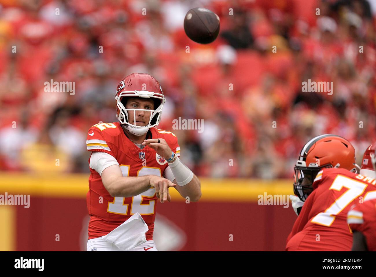 Kansas City Chiefs quarterback Shane Buechele throws during the first ...