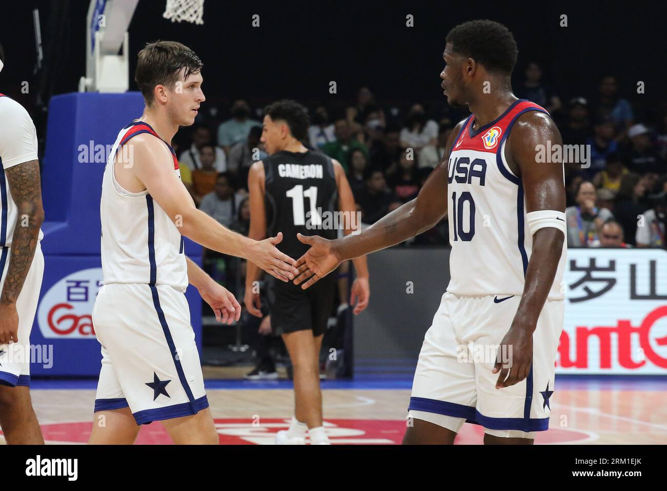 Pasay, Philippines. 26th Aug, 2023. Austin Reaves and Anthony Edwards of the USA basketball team ...