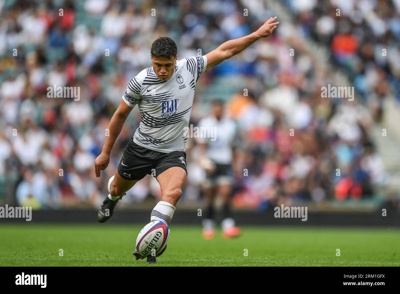 Twickenham, UK. 26th Aug, 2023. Caleb Muntz of Fiji converts a penalty ...