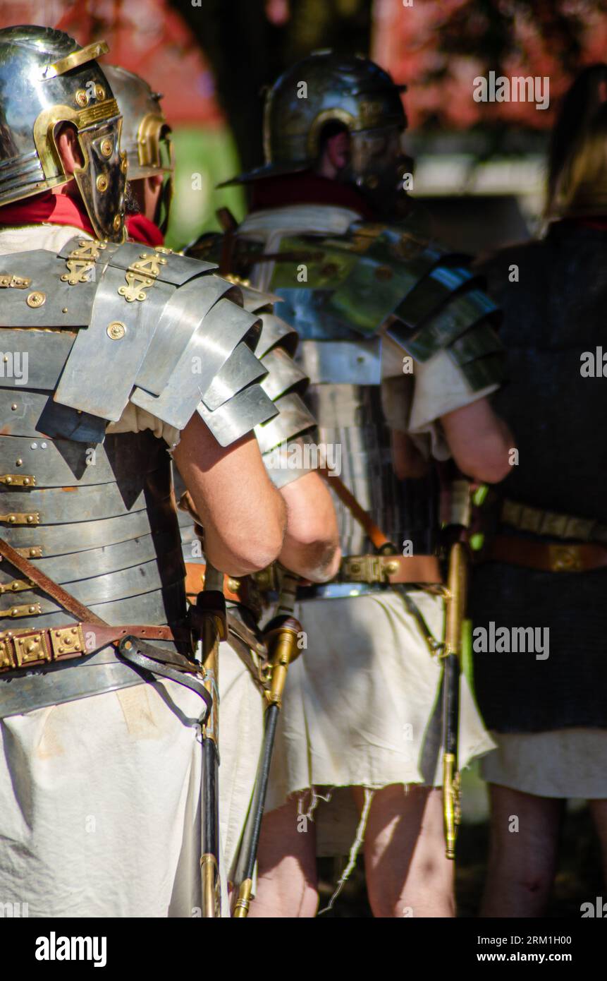 Roman legionary soldiers at historical reenactment festival Stock Photo ...