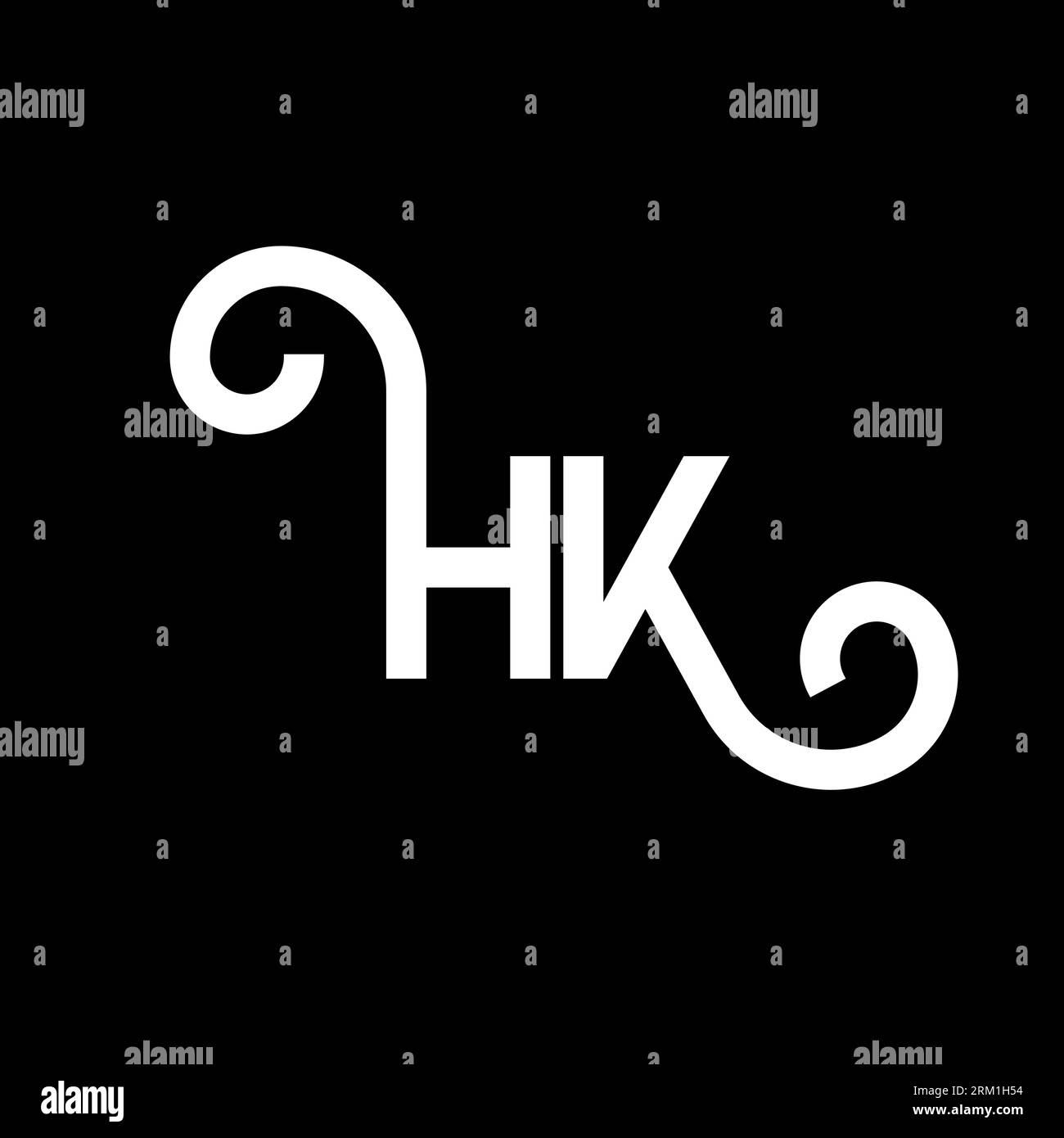 HK letter logo design on black background. HK creative initials letter ...