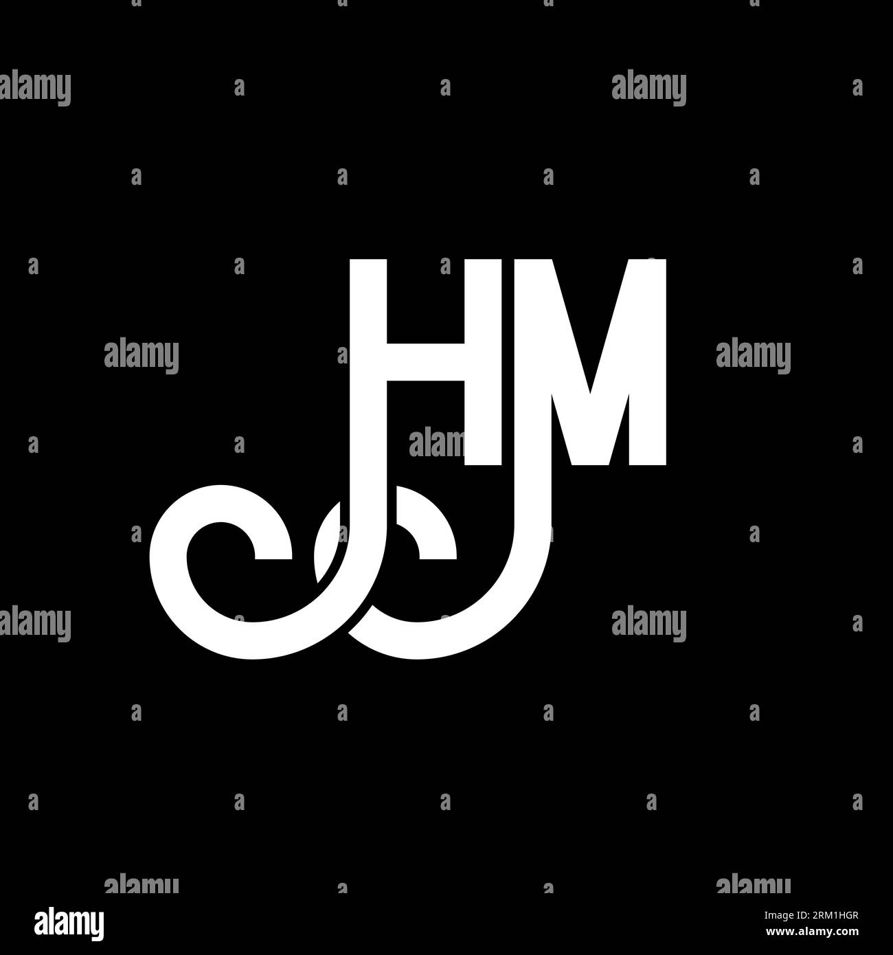 HM letter logo design on black background. HM creative initials letter ...