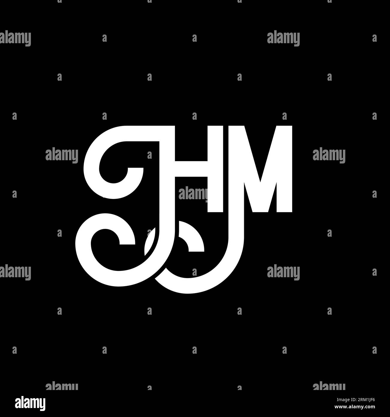 HM letter logo design on black background. HM creative initials letter ...