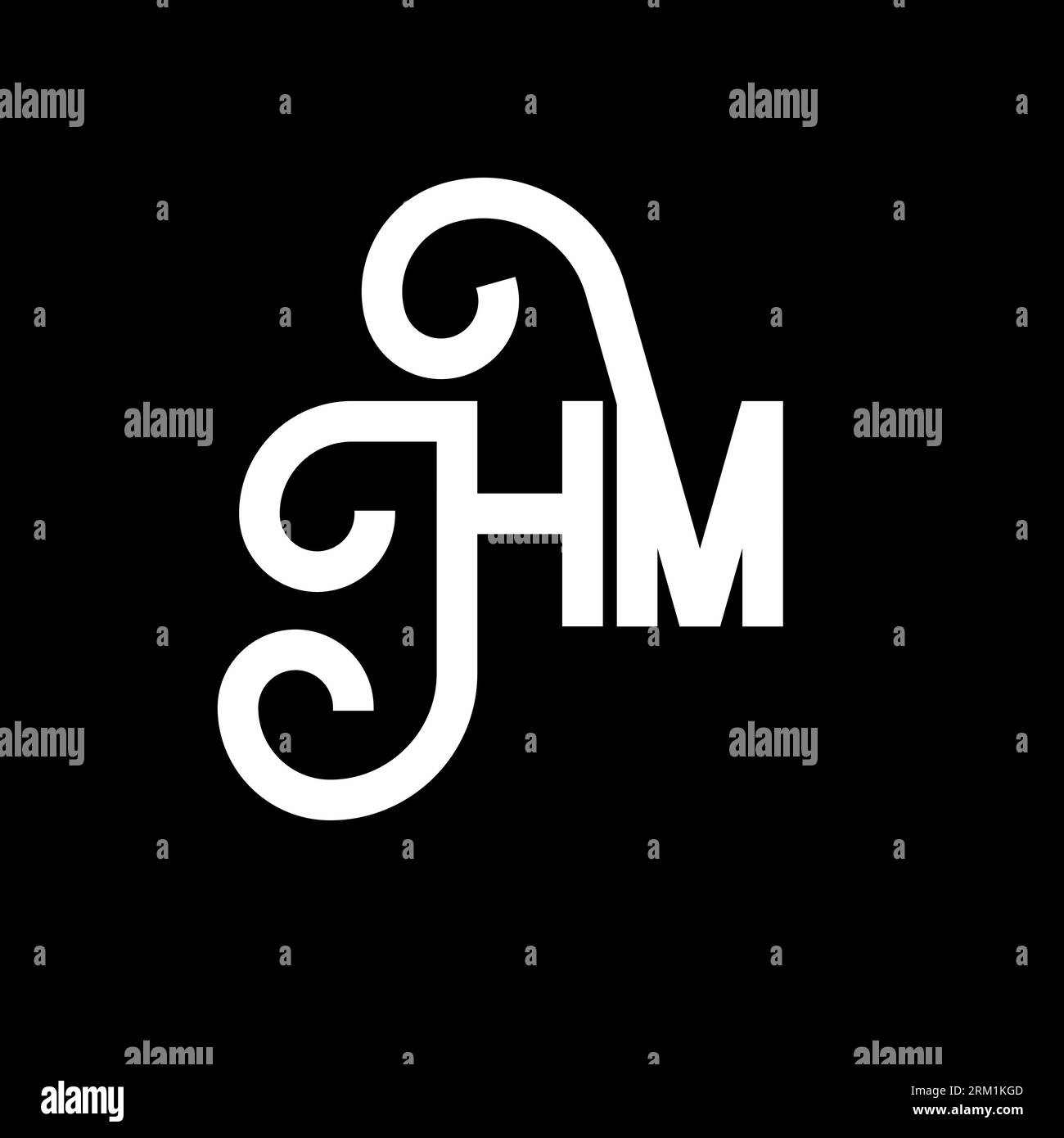HM letter logo design on black background. HM creative initials letter ...