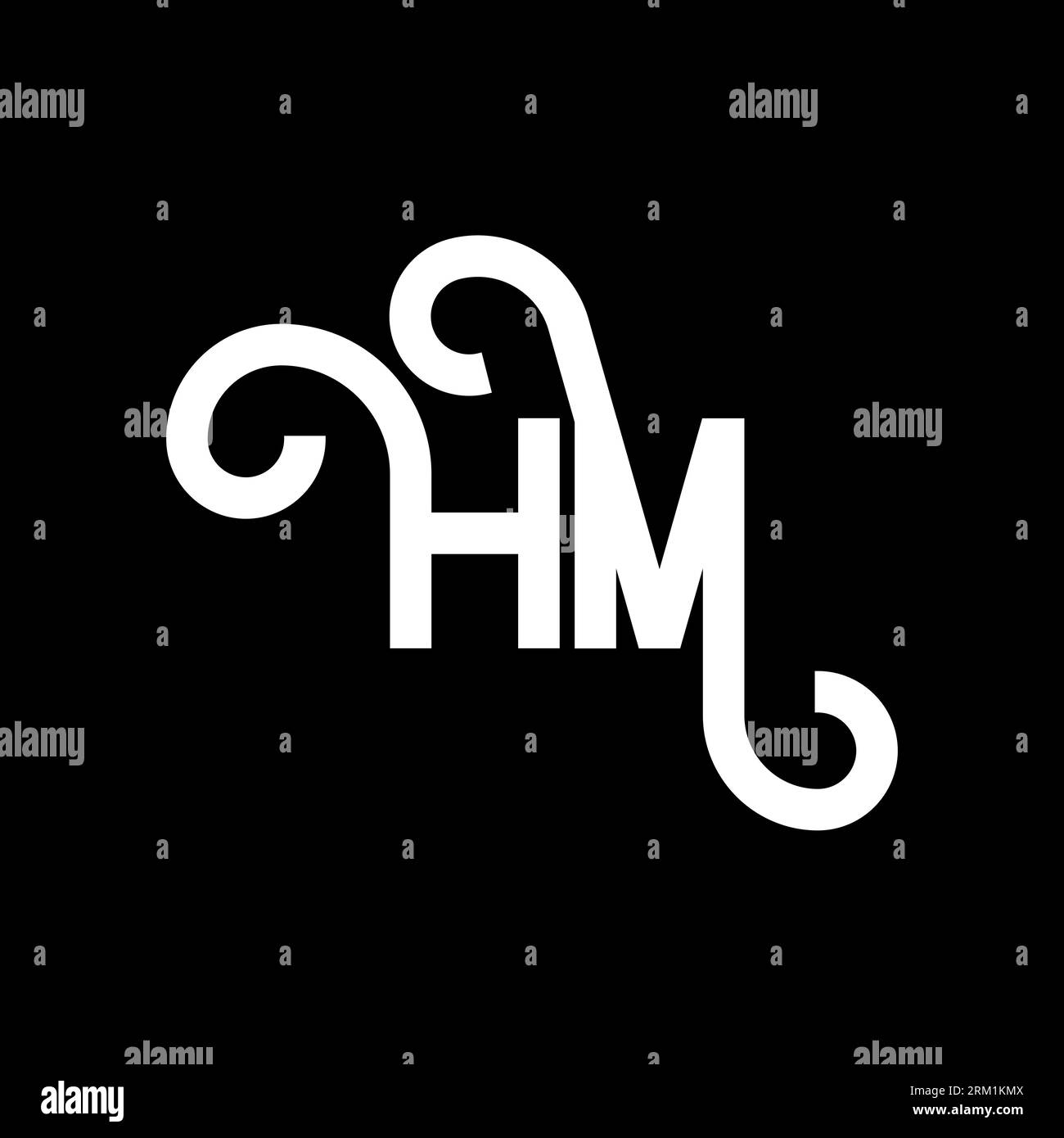 HM letter logo design on black background. HM creative initials letter ...