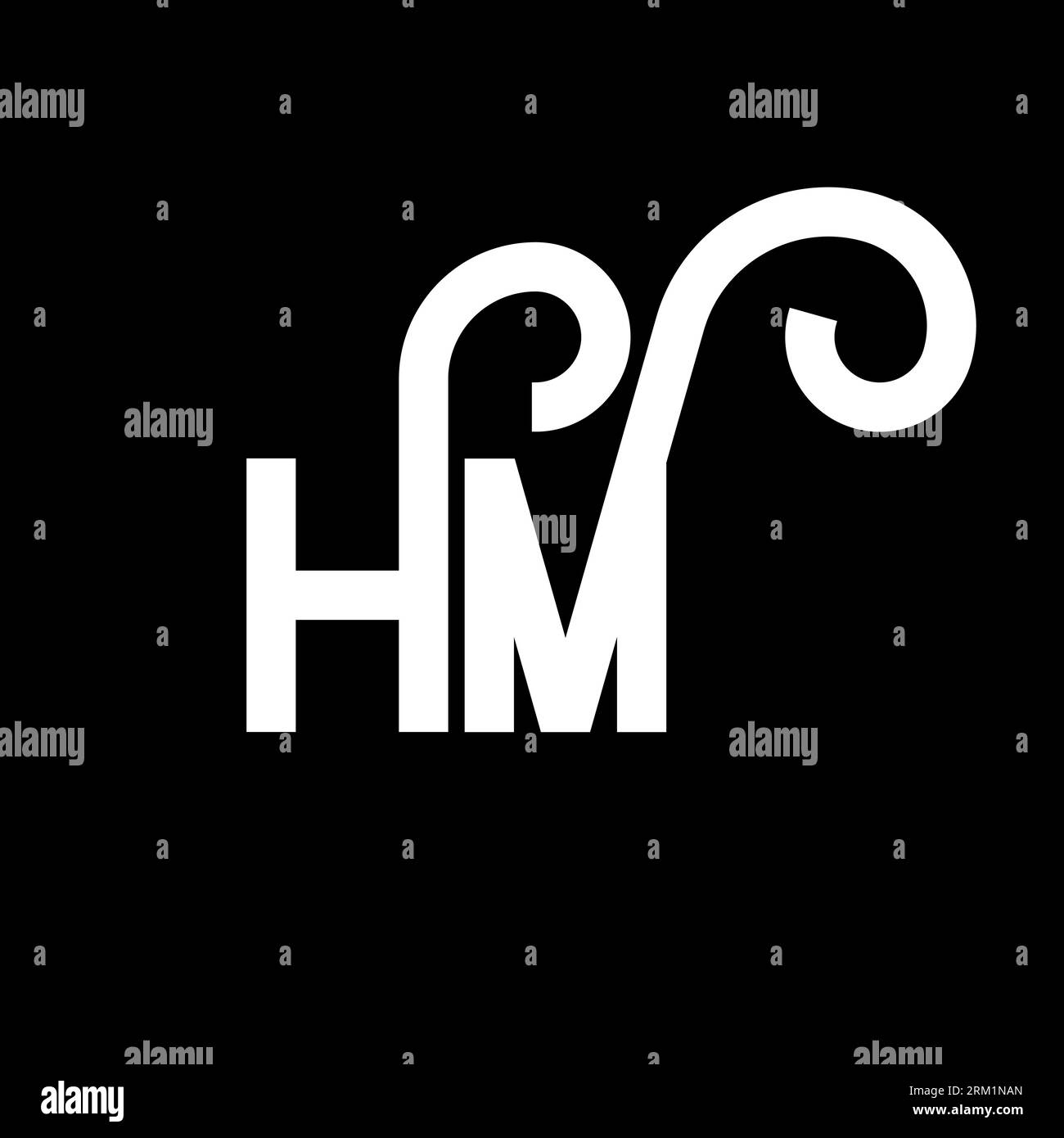 HM letter logo design on black background. HM creative initials letter ...
