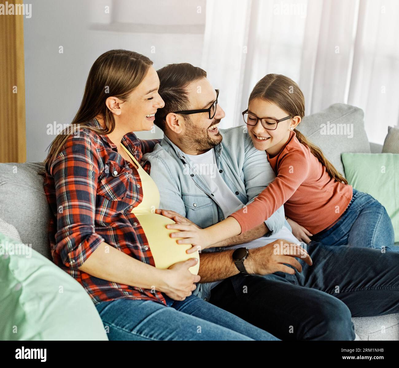child family happy pregnant mother woman daughter pregnancy belly ...