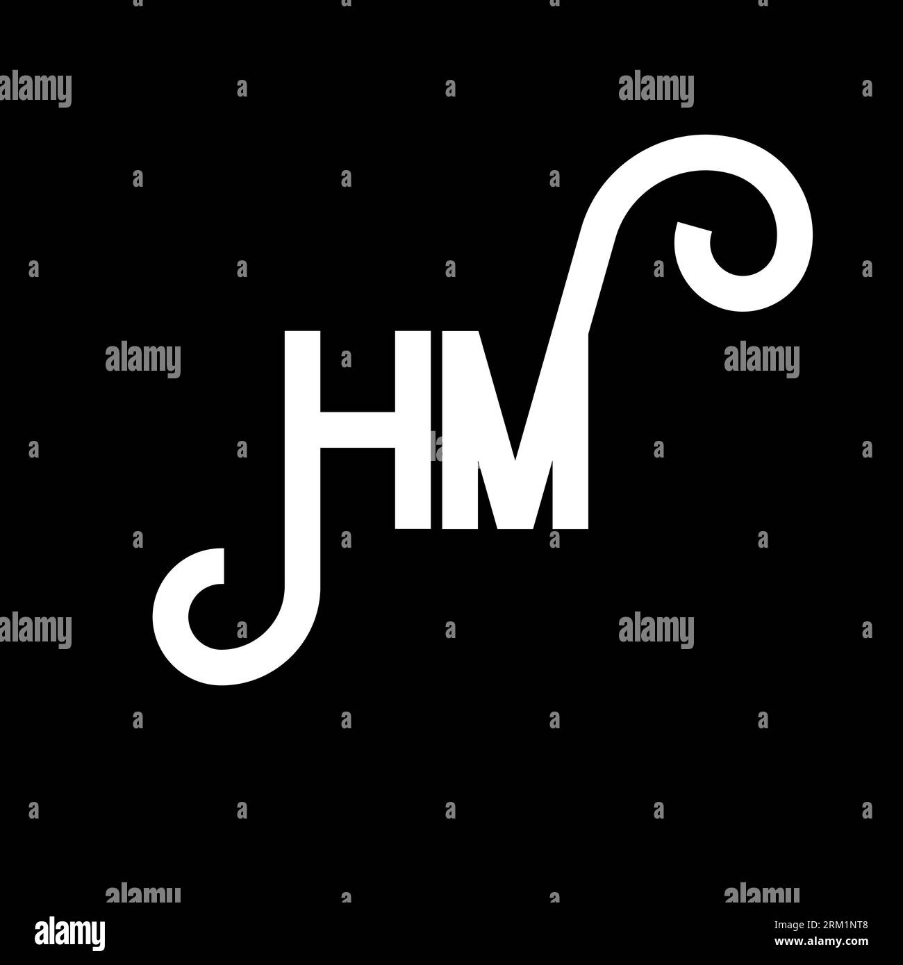 HM letter logo design on black background. HM creative initials letter ...