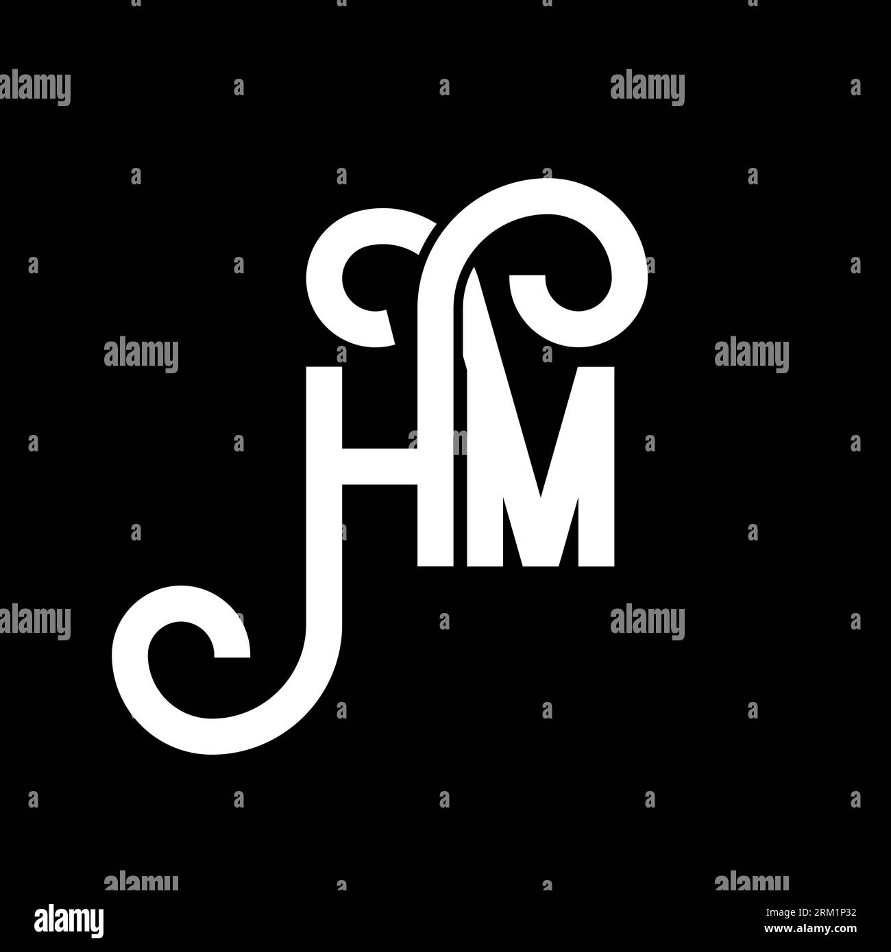 HM letter logo design on black background. HM creative initials letter ...