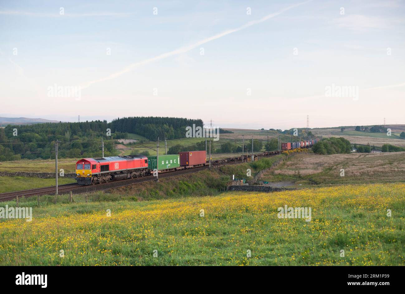 DB cargo class 66 diesel locomotive on the electrified west coast ...